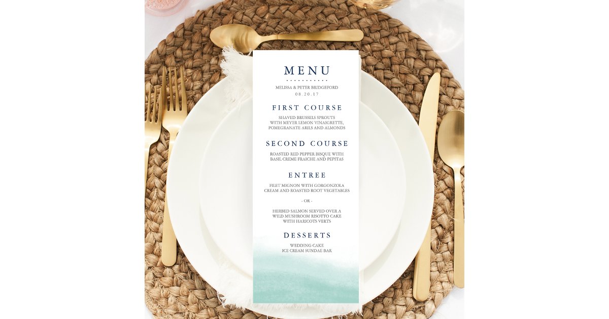 Seaglass Tides Wedding Menu | Zazzle