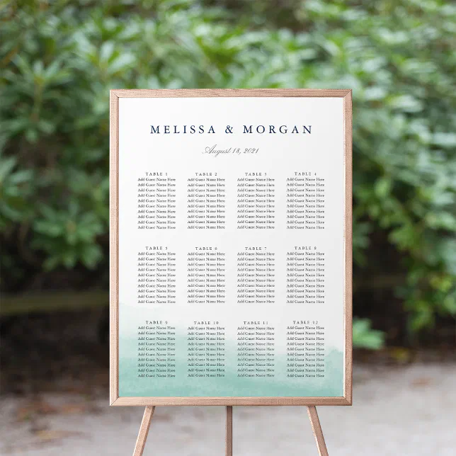 Seaglass Tides Wedding Seating Chart | Zazzle