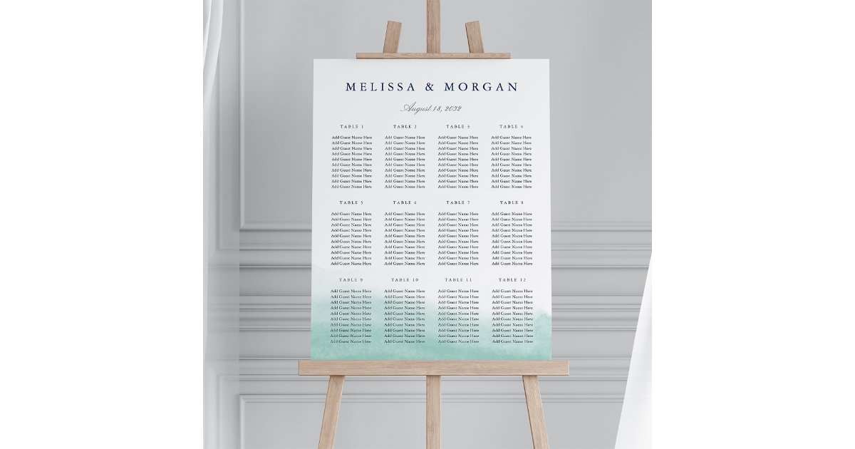 Seaglass Tides Wedding Seating Chart Sign | Zazzle