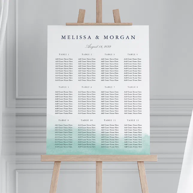 Seaglass Tides Wedding Seating Chart Sign | Zazzle