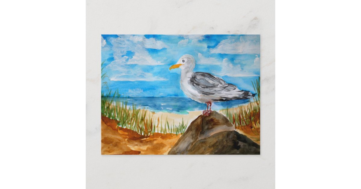 Seagull at the Beach Postcard | Zazzle