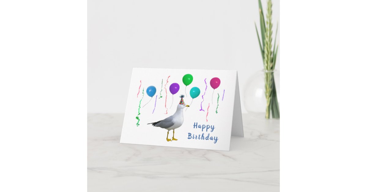 Seagull Balloons Birthday Card | Zazzle