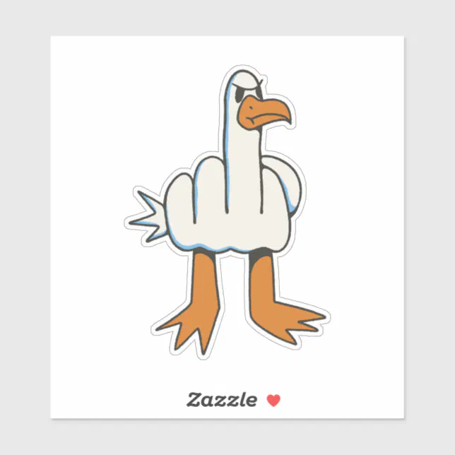 SEAGULL WITH MIDDLE FINGER BODY STICKER | Zazzle