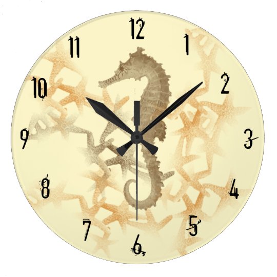 Seahorse and Starfish Wall Clock by Julie Everhart | Zazzle.com