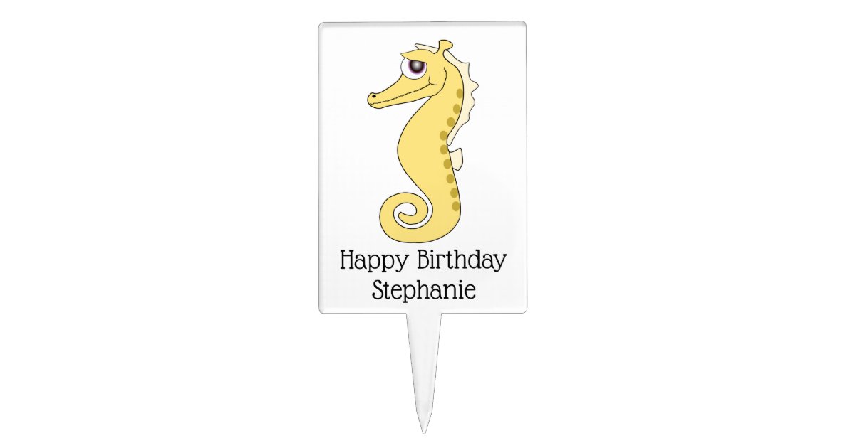 Seahorse Birthday Cake Topper | Zazzle