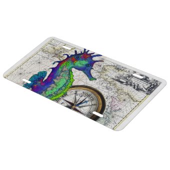 Seahorse Compass License Plate | Zazzle