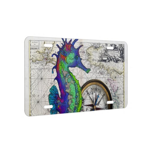 Seahorse Compass License Plate | Zazzle