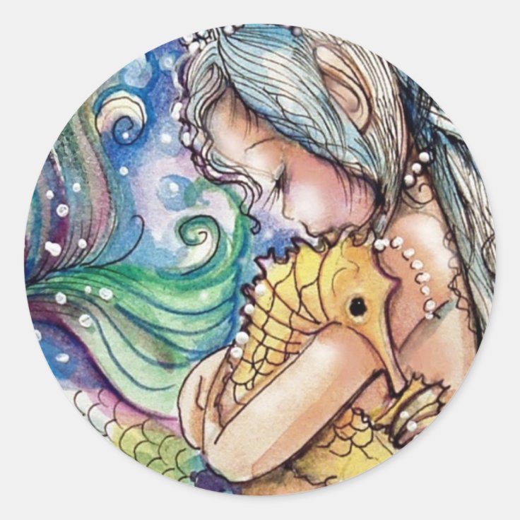 SeaHorse Hugs Mermaid Sticker | Zazzle