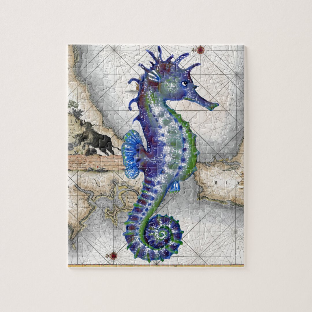Seahorse Map II Jigsaw Puzzle | Zazzle