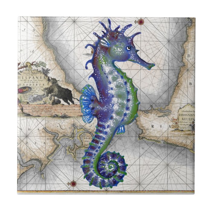 Seahorse Map II Tile | Zazzle.com