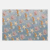 Seahorses Starfish Under The Deep Blue Sea Wrapping Paper Sheets | Zazzle