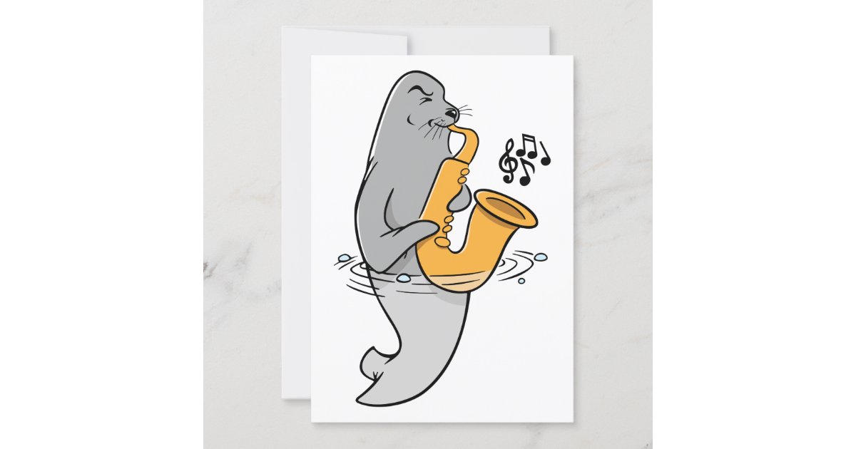 Seal Playing The Saxophone Invitation | Zazzle