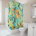 Seamless abstract retro geometric pattern shower curtain | Zazzle