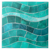 Seamless Aquamarine Mosaic Wave Ceramic Tile | Zazzle