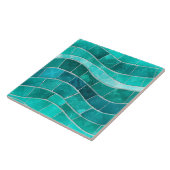 Seamless Aquamarine Mosaic Wave Ceramic Tile | Zazzle