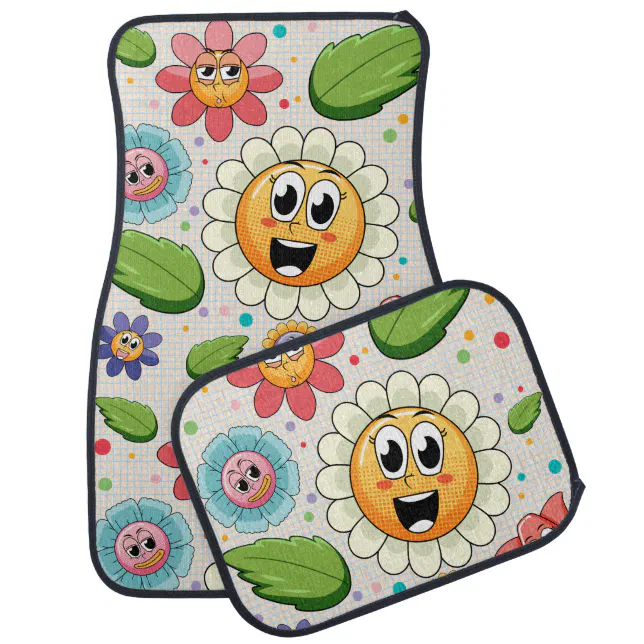 Seamless background design with colorful flowers car floor mat | Zazzle