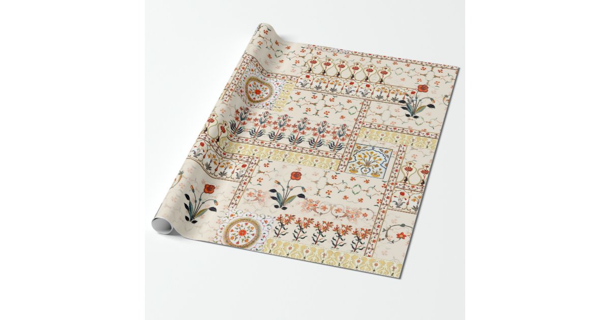 Seamless beautiful mughal floral with ethnic paisl wrapping paper | Zazzle