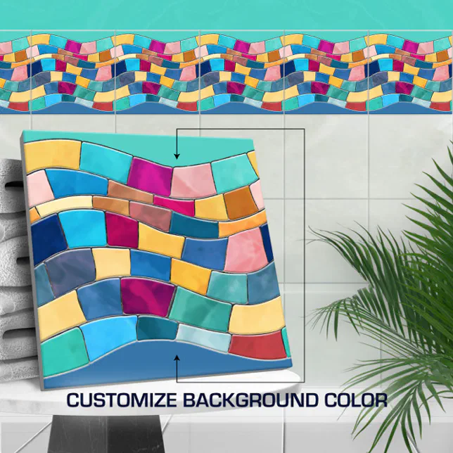 Seamless Colorful Mosaic Wave Ceramic Tile | Zazzle