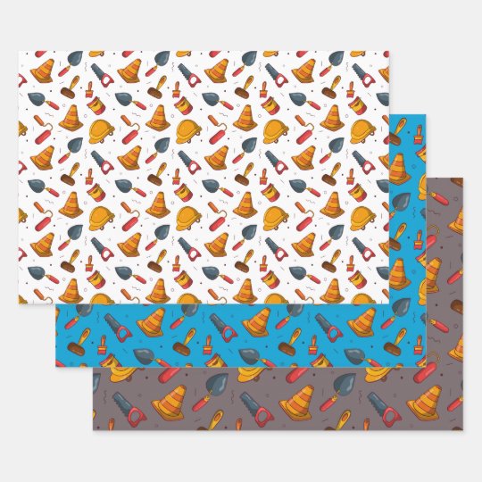 Seamless Construction Theme Pattern Wrapping Paper Sheets | Zazzle.com