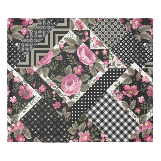 seamless floral patchwork pattern with geometrical duvet cover | Zazzle