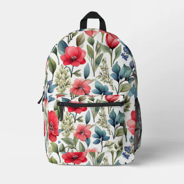 Seamless Flowers and Trees Pattern Printed Backpack | Zazzle