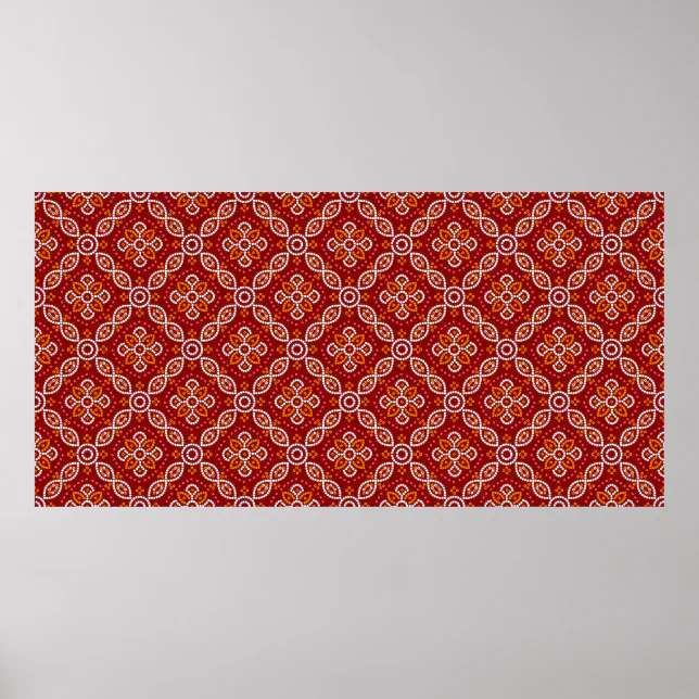Seamless geometric patoda bandhani pattern poster | Zazzle