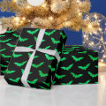 Seamless Green Foil and Black Bats Halloween Wrapping Paper | Zazzle