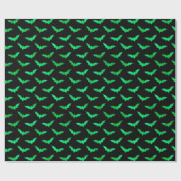 Seamless Green Foil and Black Bats Halloween Wrapping Paper | Zazzle