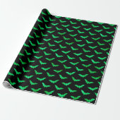 Seamless Green Foil and Black Bats Halloween Wrapping Paper | Zazzle
