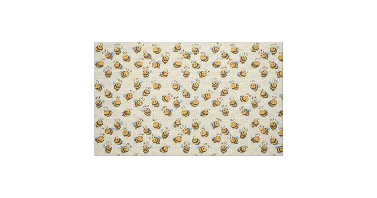 Seamless Honey Bee Pattern Fabric | Zazzle