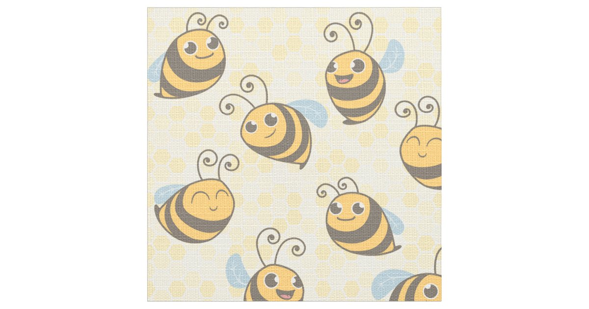 Seamless Honey Bee Pattern Fabric | Zazzle