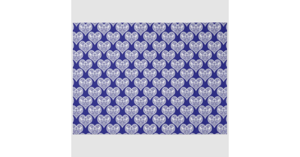 Seamless love Valentines Day navy white lacy lace Tissue Paper | Zazzle
