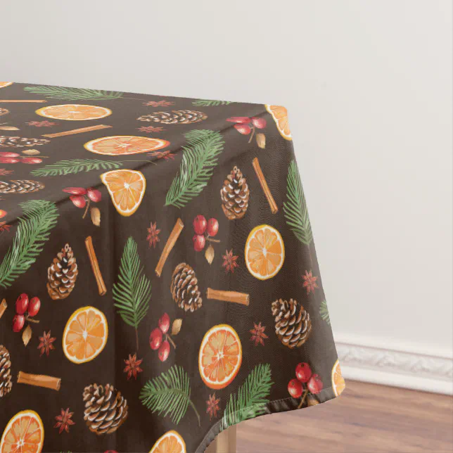 Seamless Pattern Rustic Winter Botanical Christmas Tablecloth | Zazzle