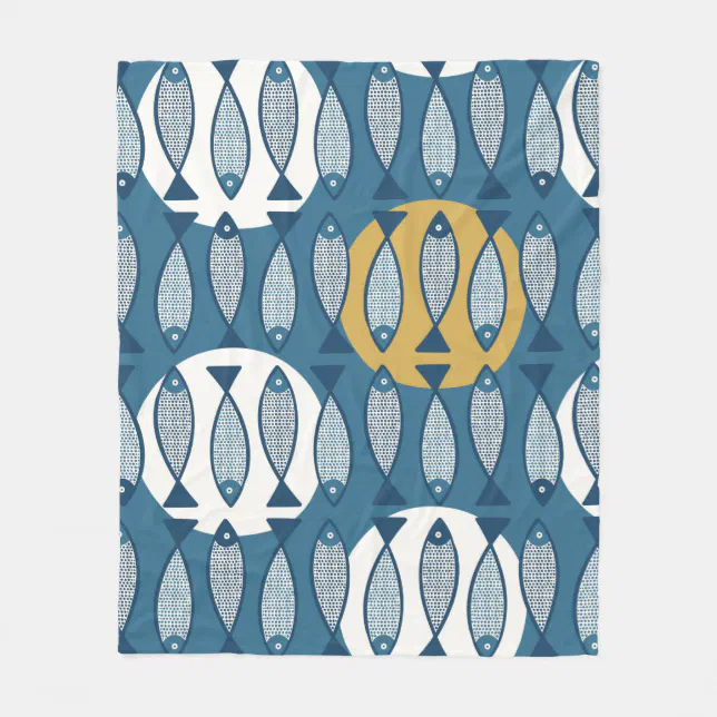 Seamless pattern with blue fish inspired by scandi fleece blanket | Zazzle