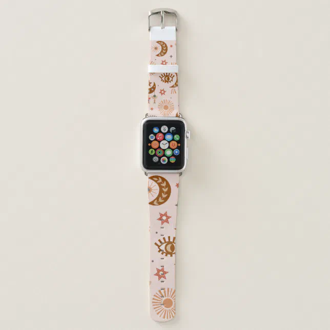 seamless pattern with celestial eye, moon, sun apple watch band | Zazzle