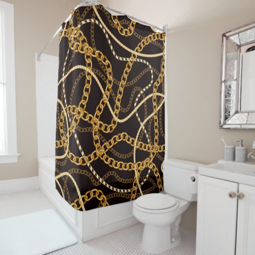 Seamless pattern with golden chains. shower curtain | Zazzle