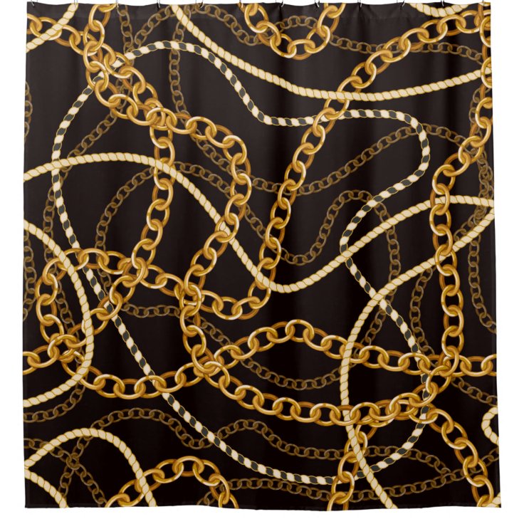 Seamless pattern with golden chains. shower curtain | Zazzle