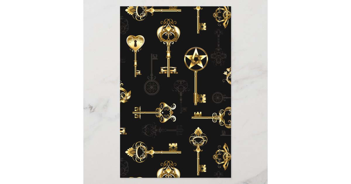 Seamless Pattern with Golden Keys Flyer | Zazzle