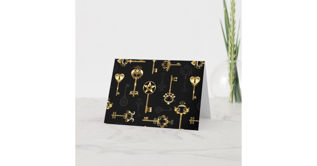 Seamless Pattern with Golden Keys Invitation | Zazzle