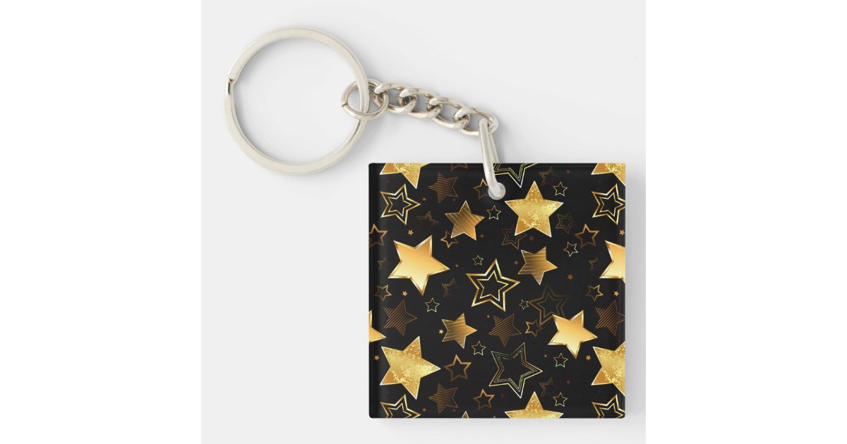 Seamless pattern with Golden Stars Keychain | Zazzle