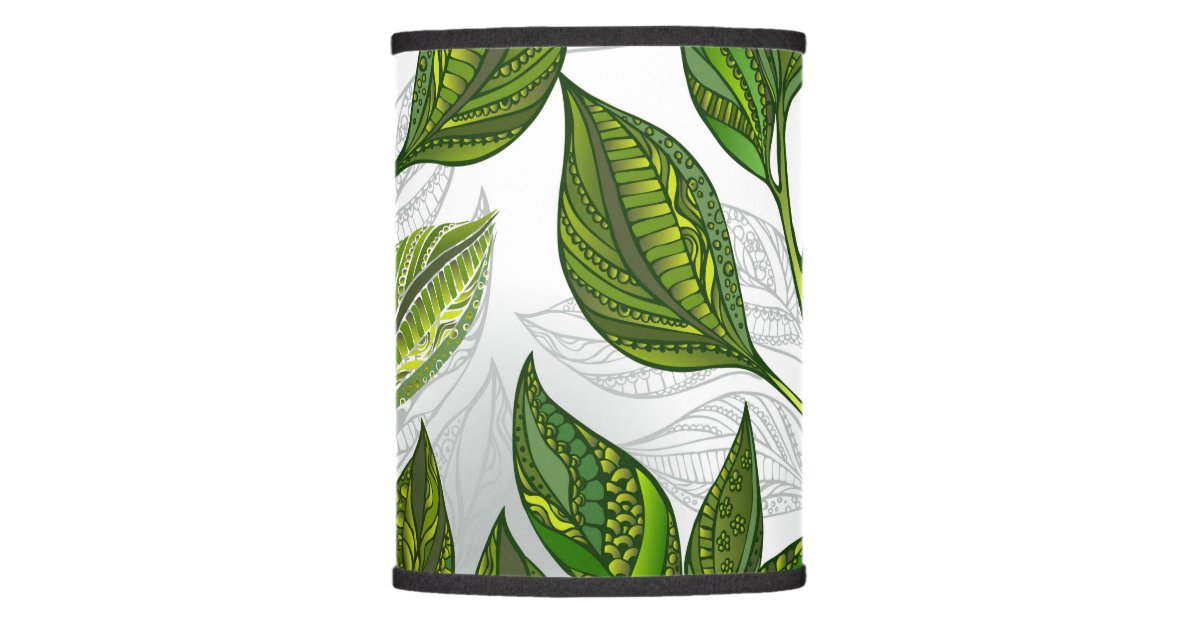Seamless Pattern with Green Tea Leaves Lamp Shade | Zazzle