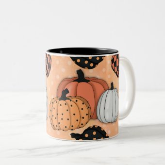 Seamless Pattern With Pumpkins.Thanksgiving Day Two-Tone Coffee Mug ...