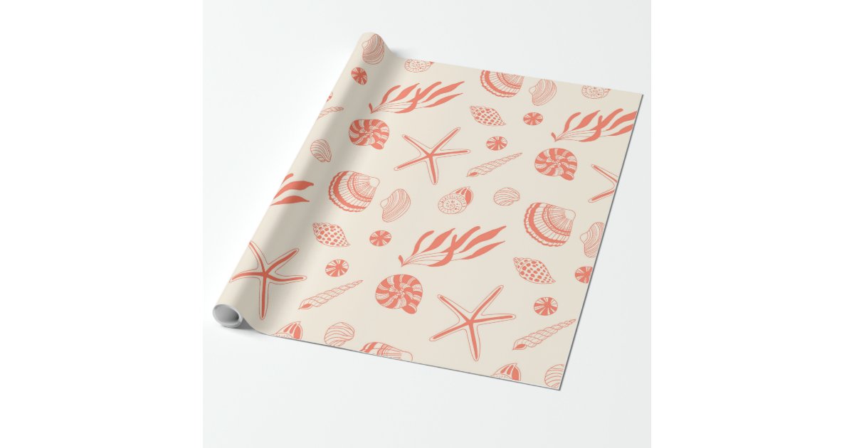 Seamless pattern with sea shells wrapping paper | Zazzle
