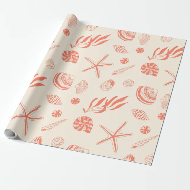 Seamless pattern with sea shells wrapping paper | Zazzle