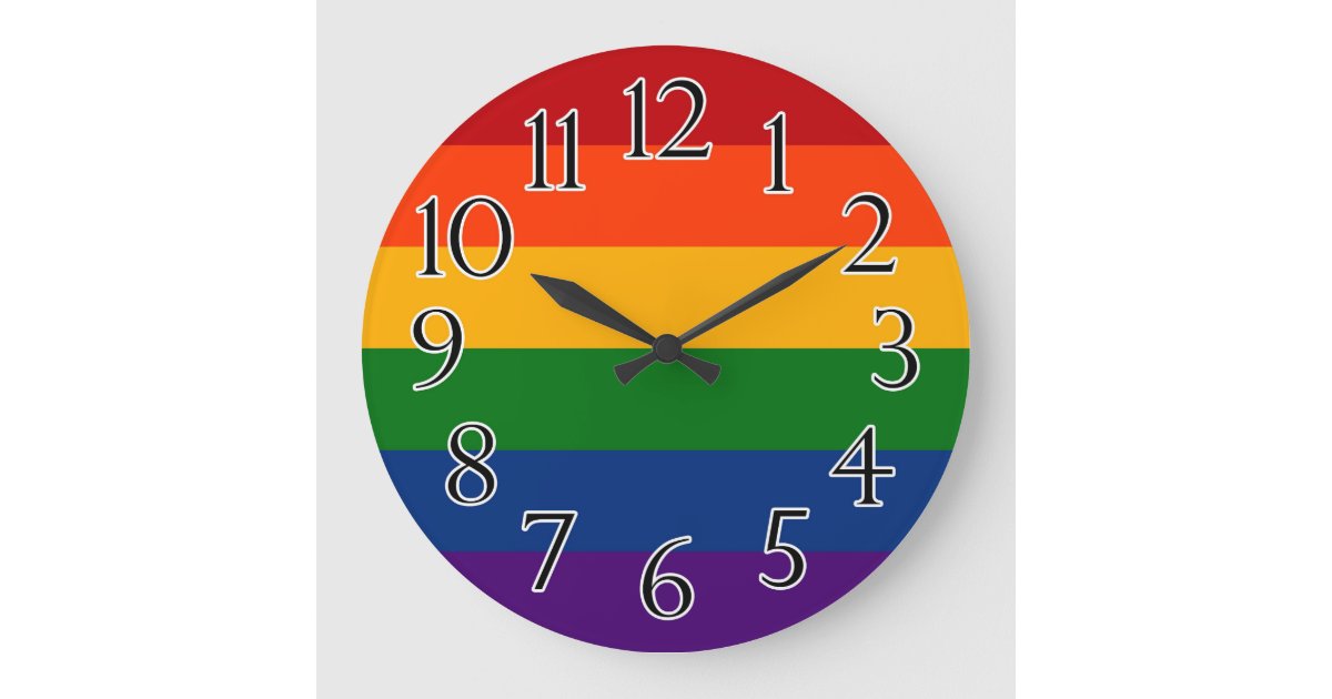 Seamless Repeating LGBTQ Pride Rainbow Flag Large Clock | Zazzle