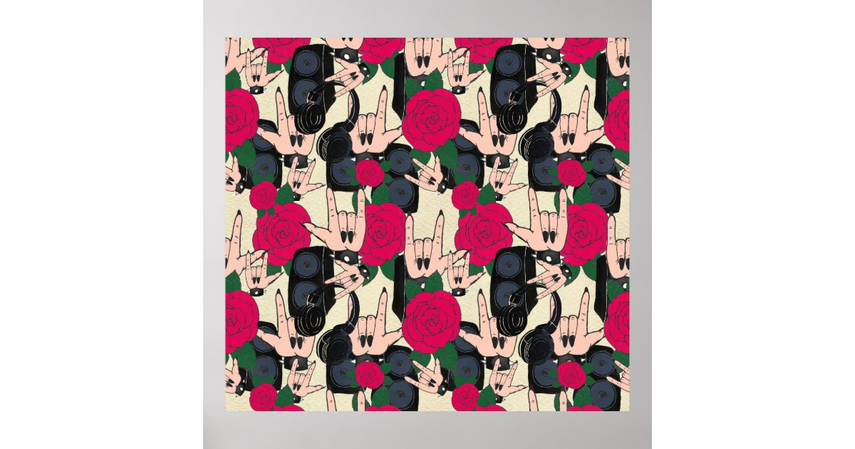 Seamless rock music, abstract pattern. poster | Zazzle