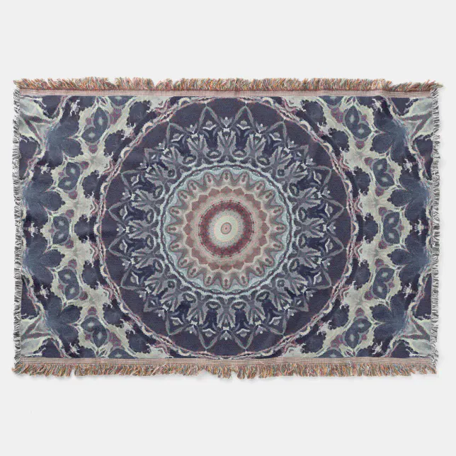 Seamless round ornamental mandala pattern arabic k throw blanket | Zazzle