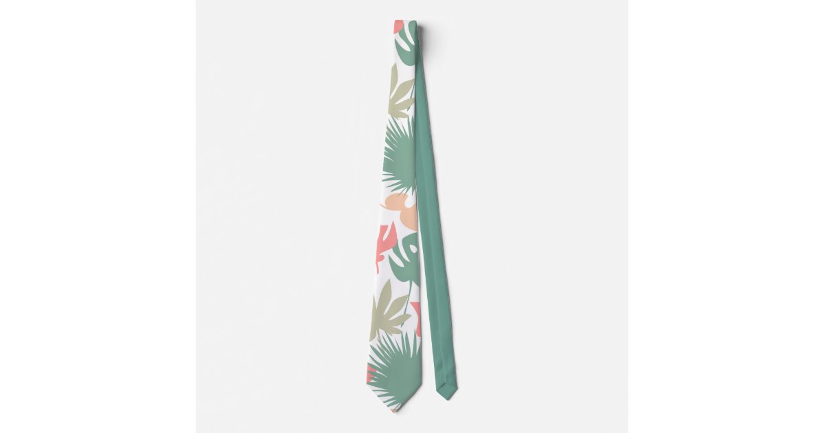 Seamless tropical leaves pattern neck tie | Zazzle