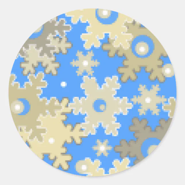 Seamless winter light blue beige pattern snowflake classic round ...
