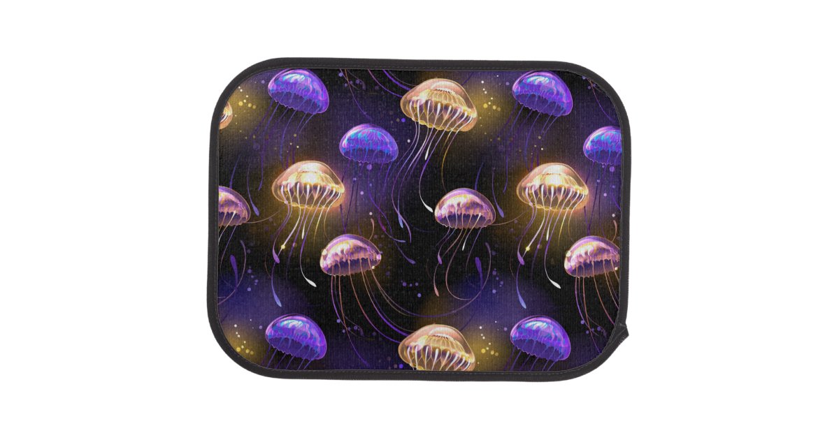 Seamless with glowing jellyfish car floor mat | Zazzle